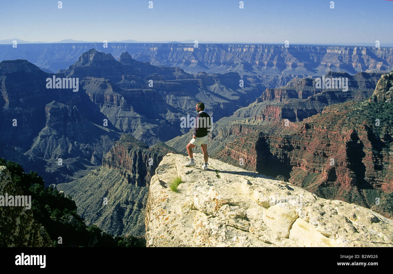 A hiker looks out over the Grand Canyon from a spot near Bright Angel ...