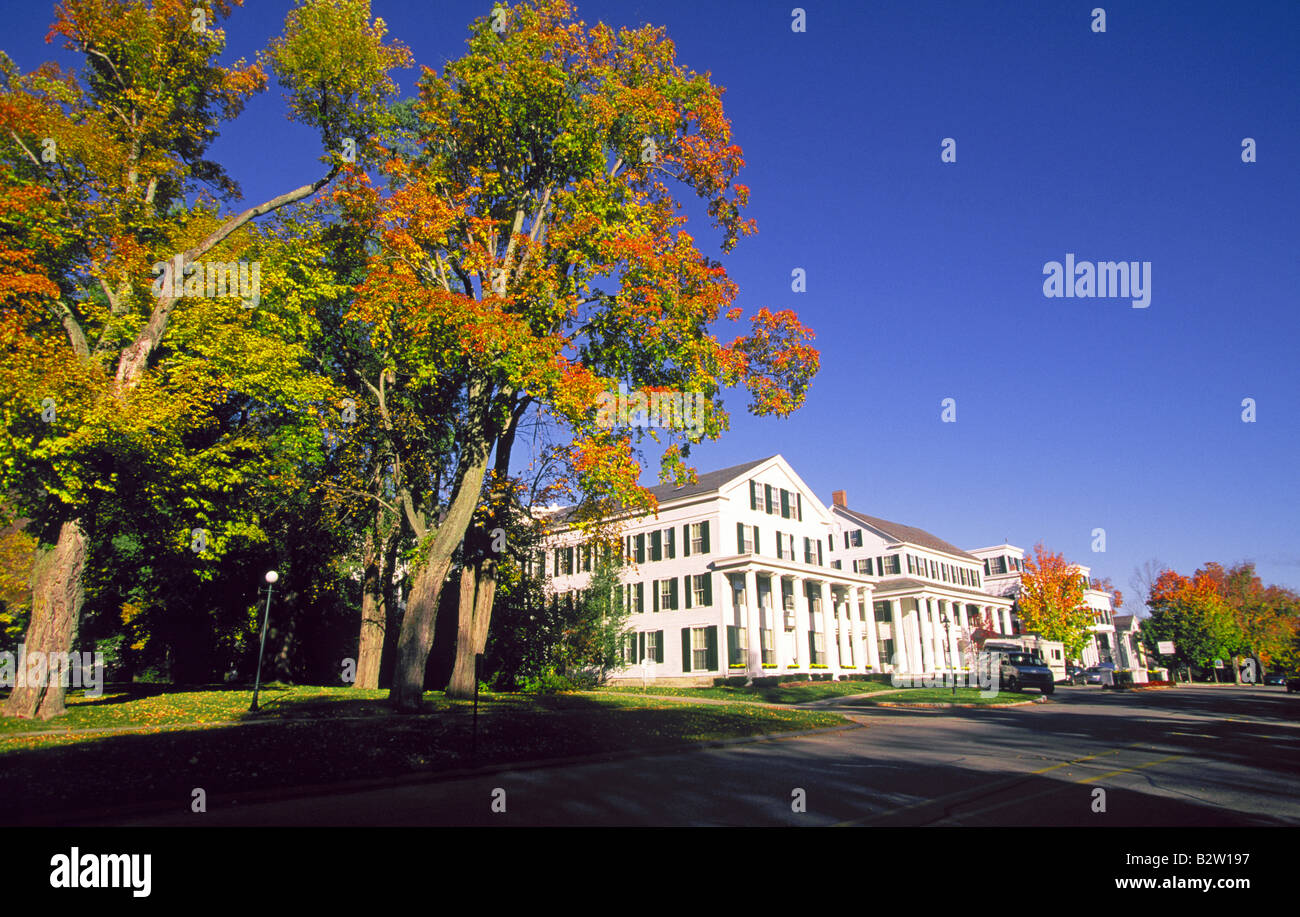 A view of downtown Manchester Vermont during the October color change ...