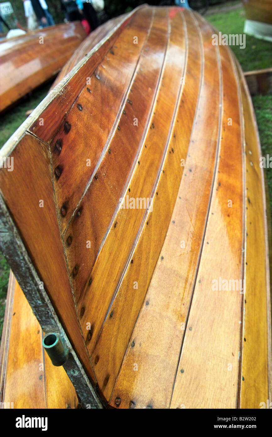 Varnished wooden row-boat Hull Stock Photo - Alamy