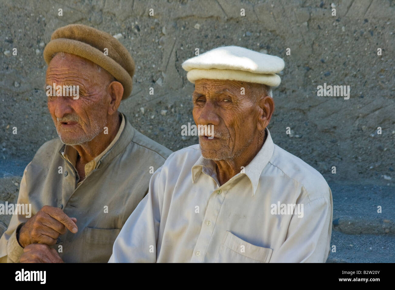 Aging Ismaili Hunza Men in Karimabad in Northern Pakistan Stock Photo ...