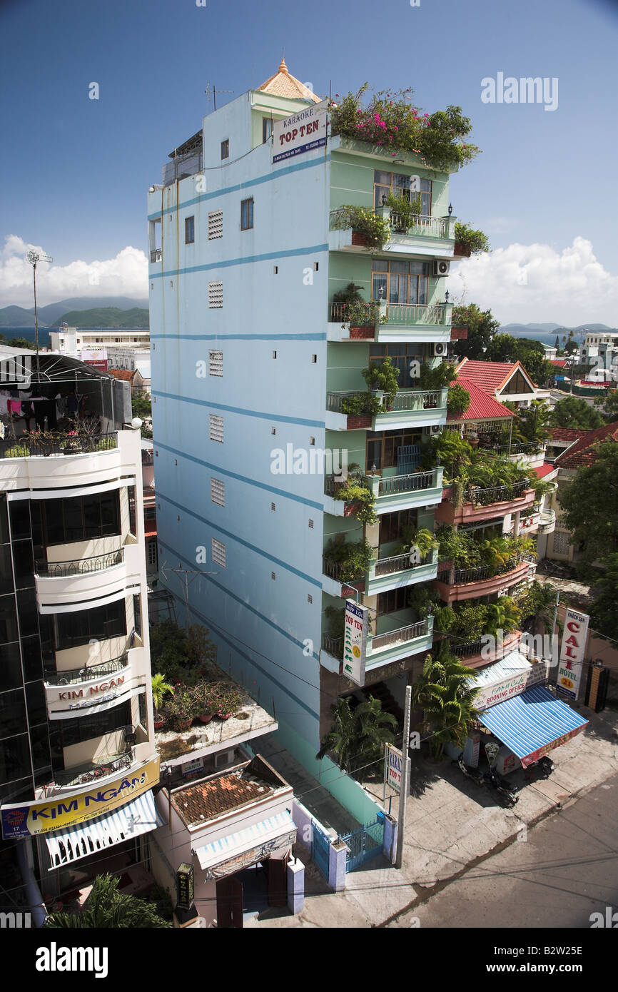 A view of a building with its thin shape in Nha Trang in Vietnam Stock ...