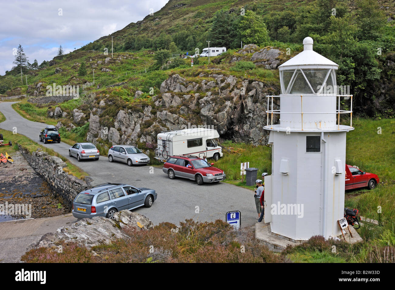 Glenelg to Kylerhea ferry, Vehicles at the slipway at Glenelg. Skye and ...