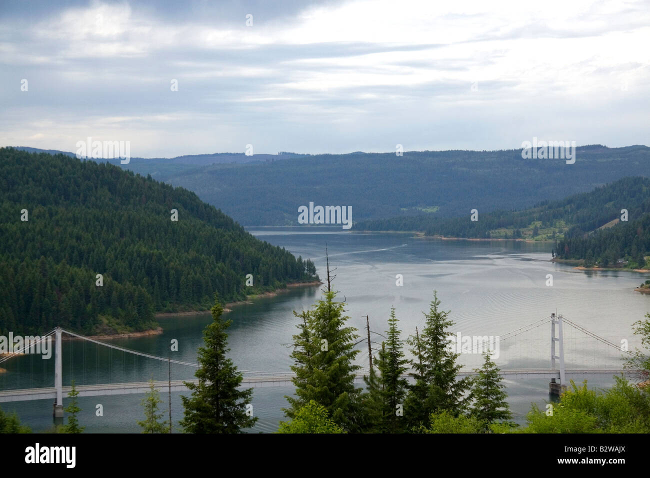 Dent Bridge spanning the Dworshak Reservoir near Orofino Idaho Stock ...