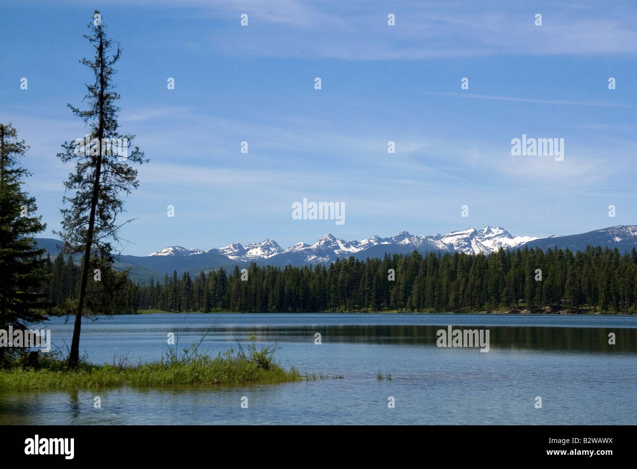Holland Lake in the Flathead National Forest near Condon Montana Stock ...