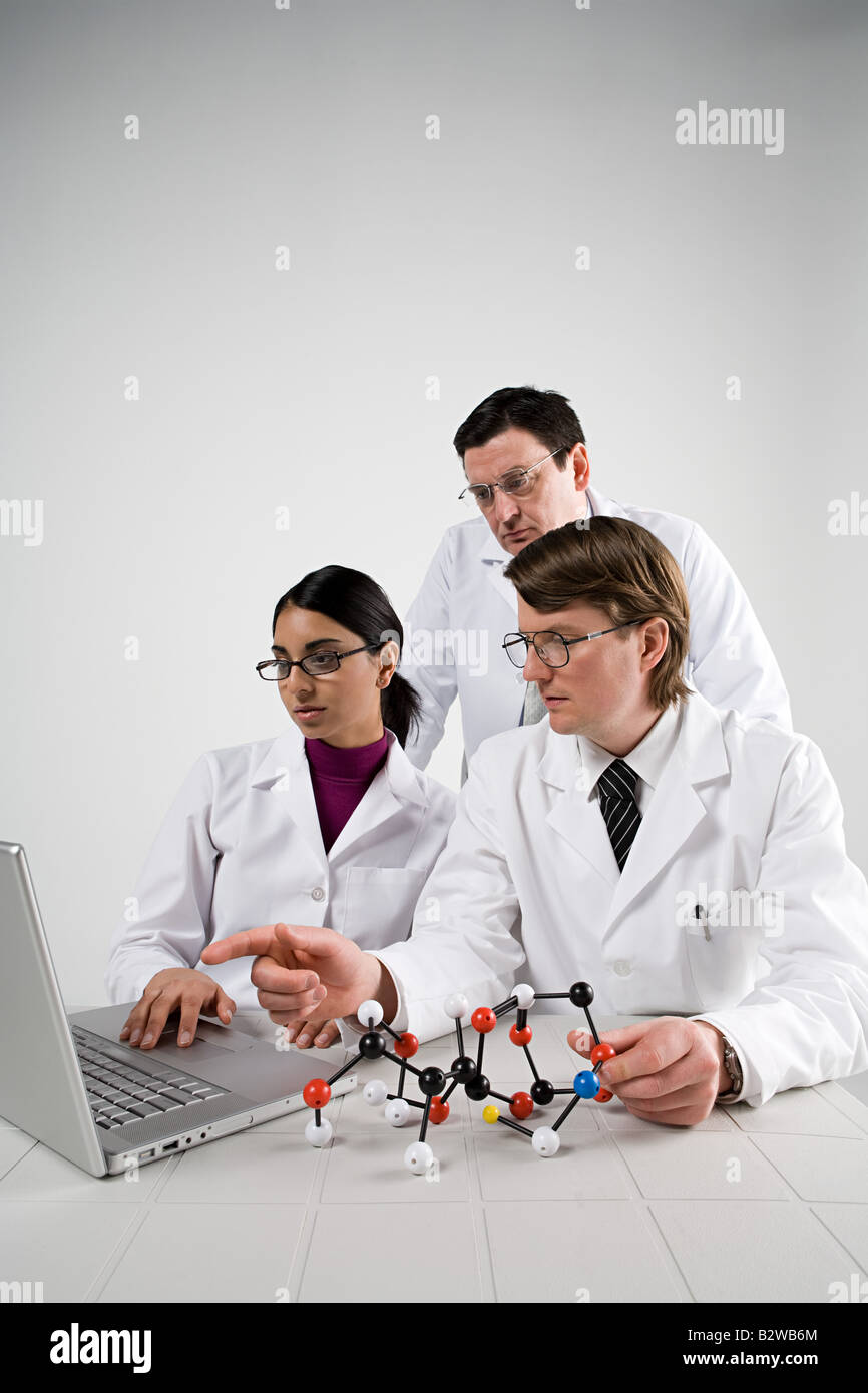 Scientists with laptop Stock Photo - Alamy