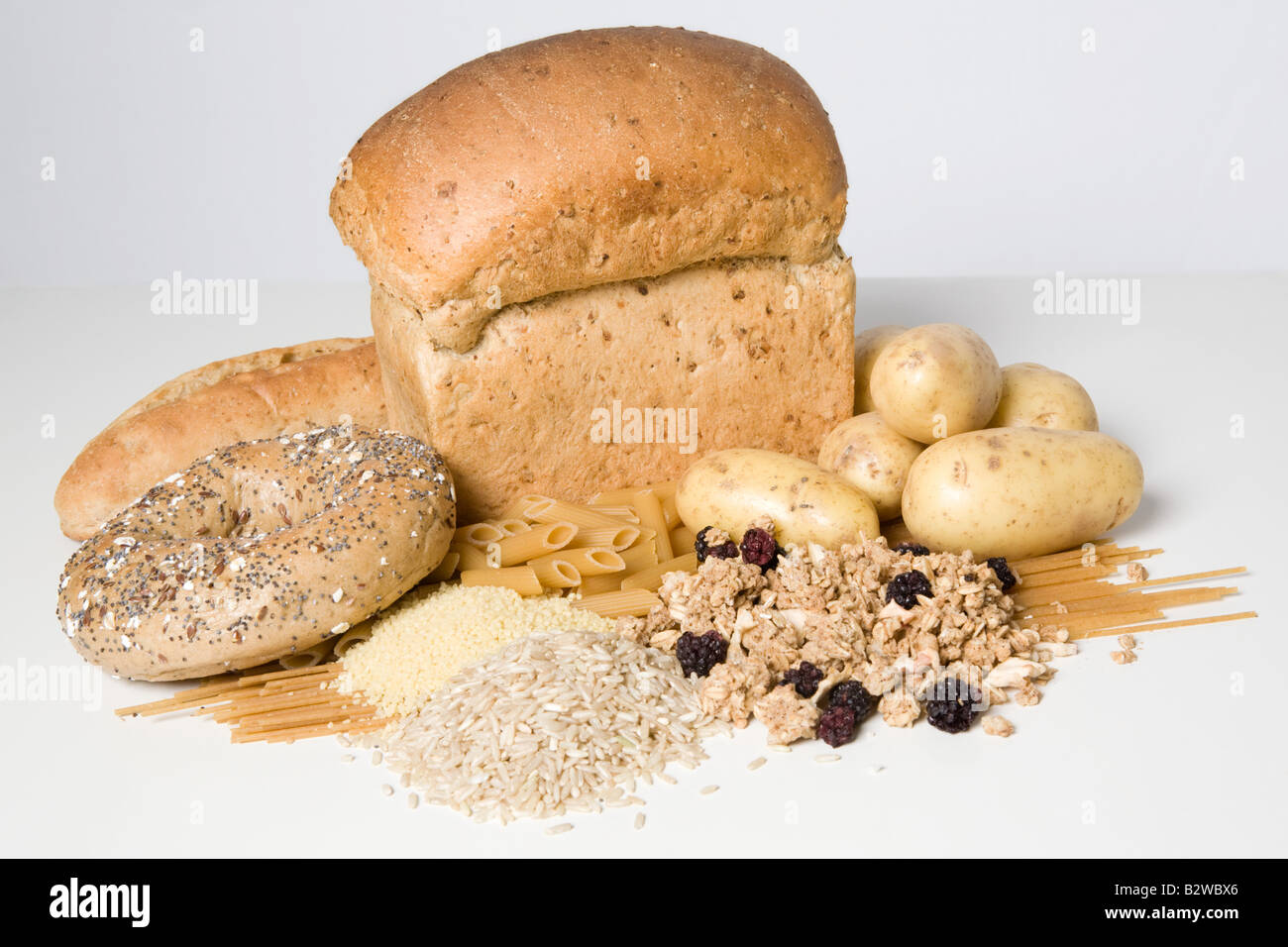 Carbohydrates bread pasta rice hi-res stock photography and images - Alamy