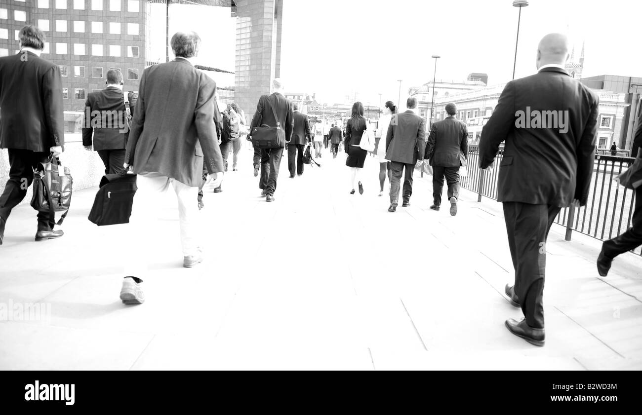 White collar action stepping striding business travel rush hour si hi ...