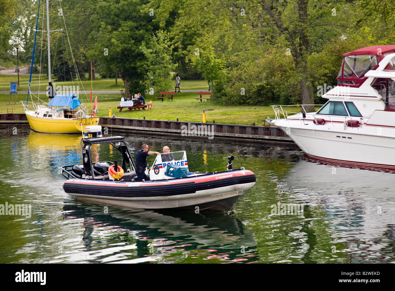 Toronto Harbour police patrol boat on duty. Ontario, Canada Stock Photo ...