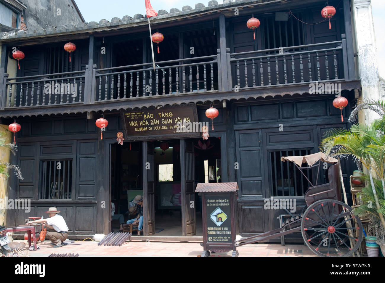 Historic wooden balcony building Folklore Museum Hoi An Vietnam Stock ...