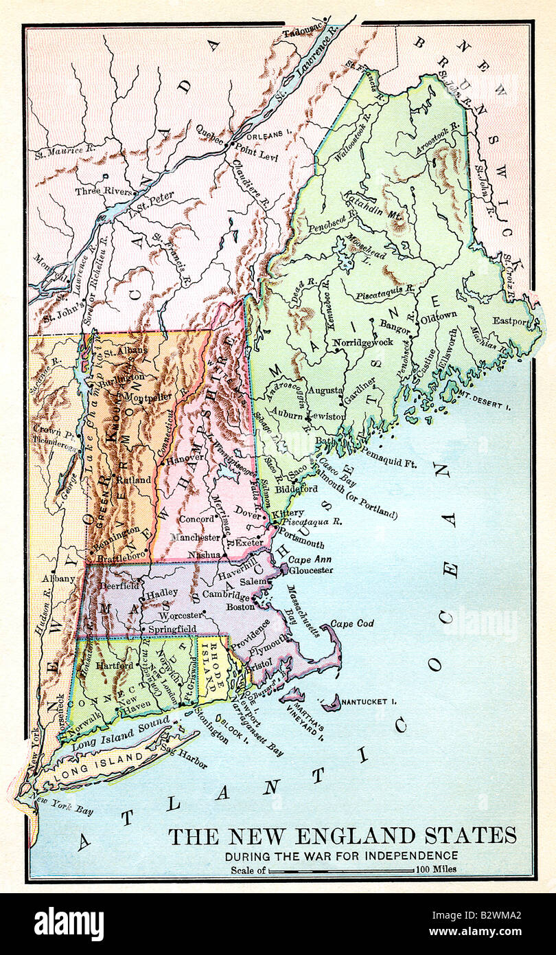 Map of new england hi-res stock photography and images - Alamy