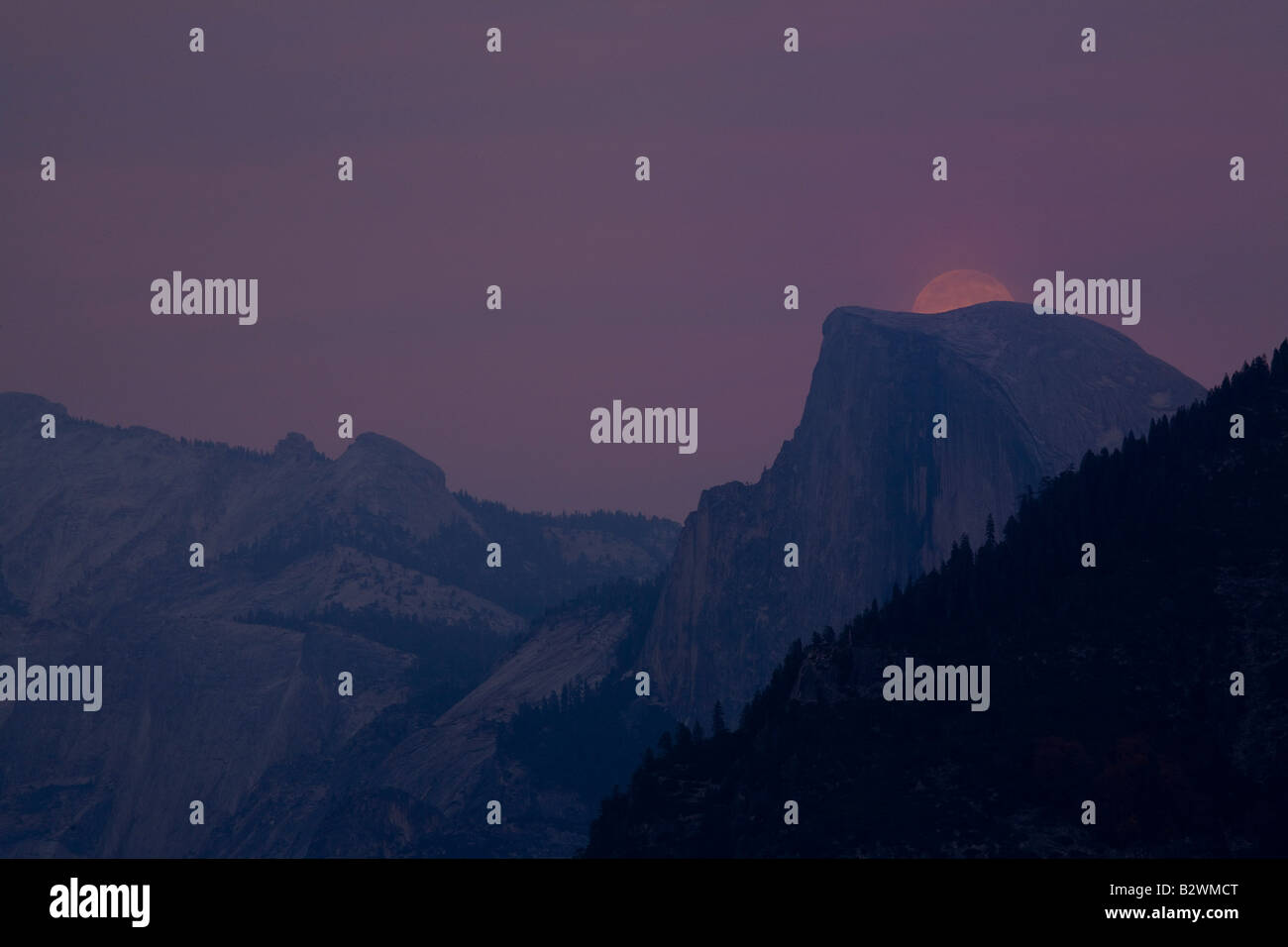 Full Moon Rising over Half Dome at Yosemite Stock Photo - Alamy