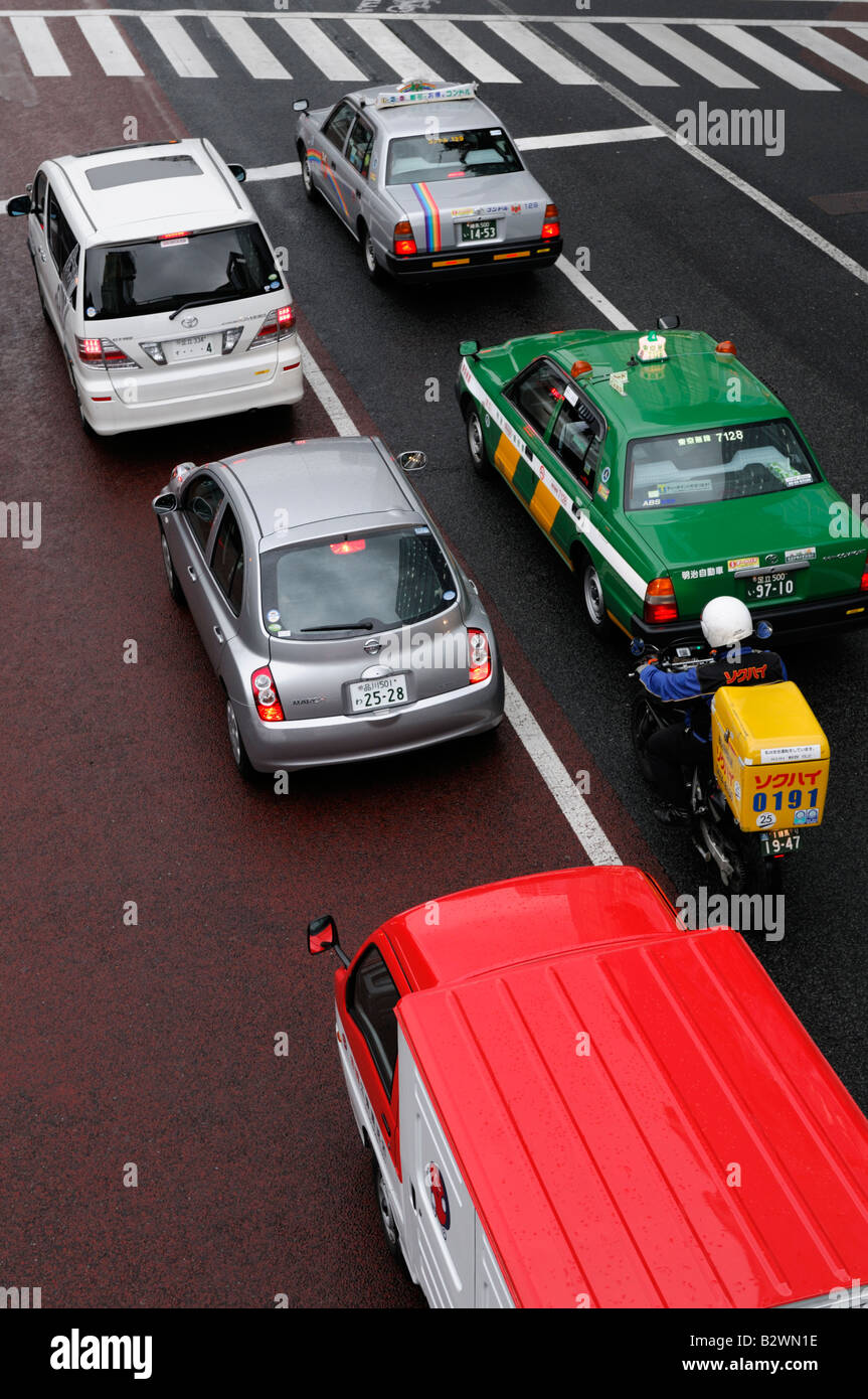 Cars Stop at a Red Light Stock Photo - Alamy