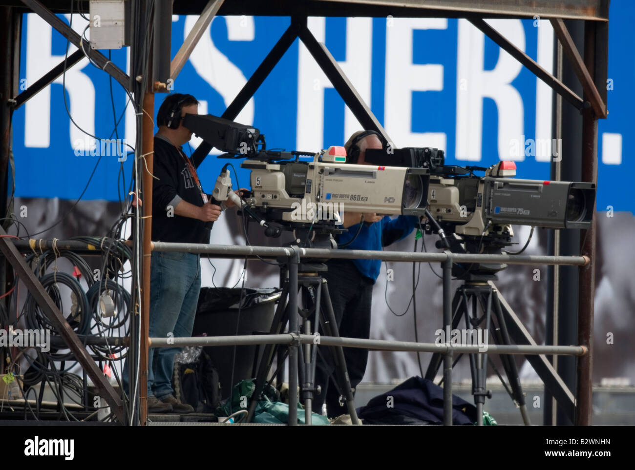 Television cameramen at a baseball game Stock Photo - Alamy