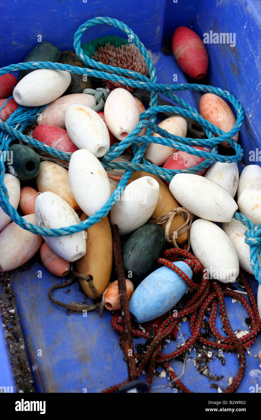 Floats for fishing nets in a chest Stock Photo - Alamy