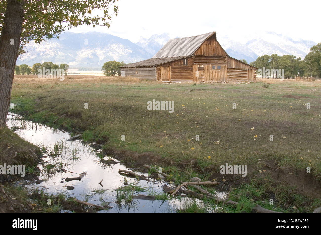 The Grand Tetons Mountains Homestead Ranch and Barn Stock Photo - Alamy