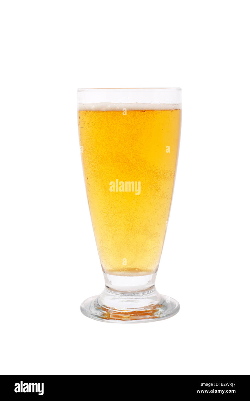 A glass of cold beer isolated on white background Stock Photo - Alamy