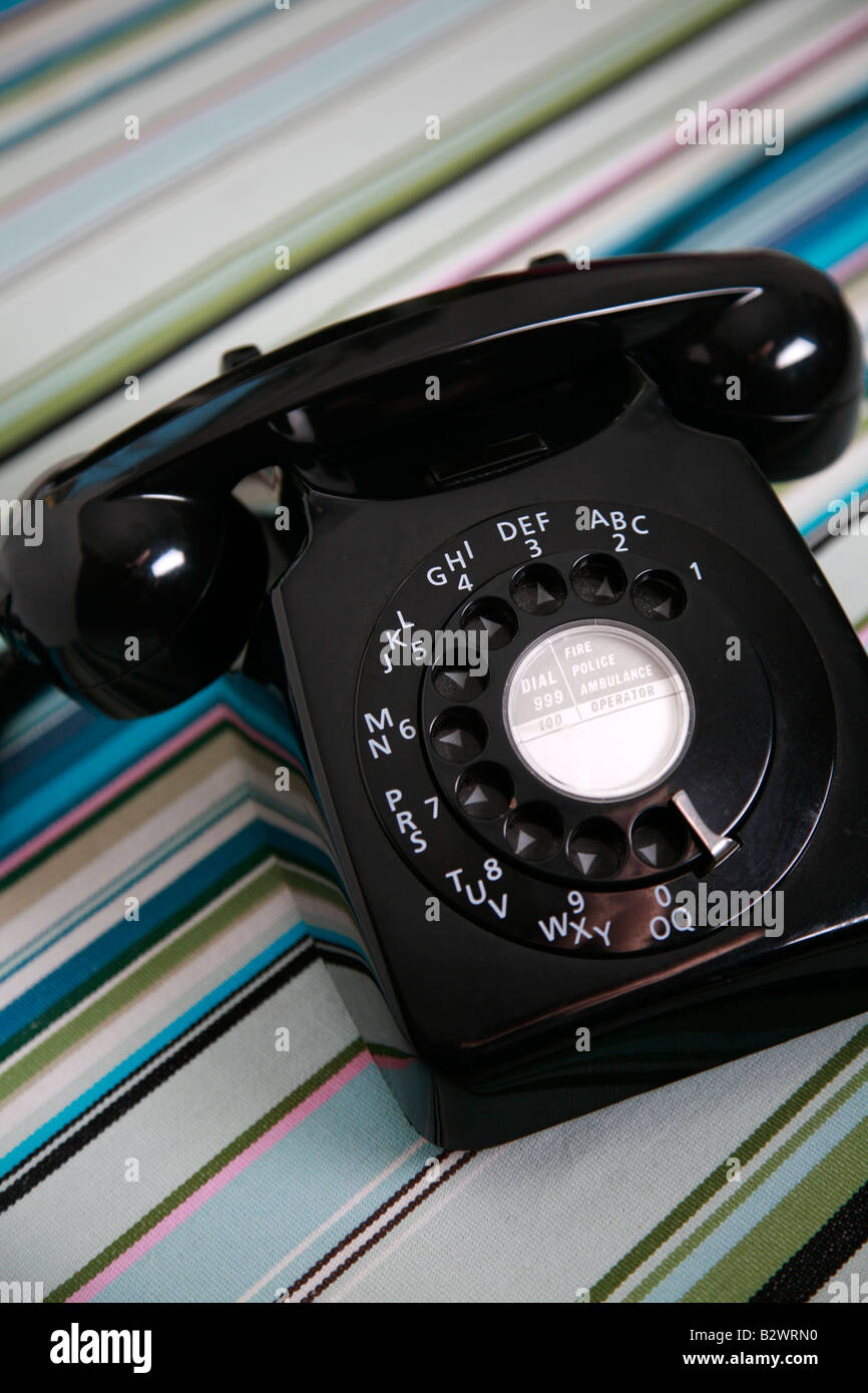Vintage Black Telephone Stock Photo - Alamy