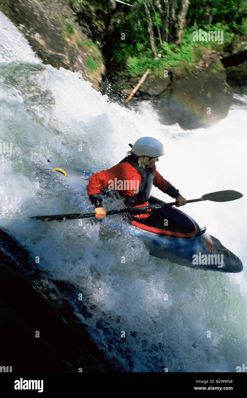 Woman kayak waterfall hi-res stock photography and images - Alamy