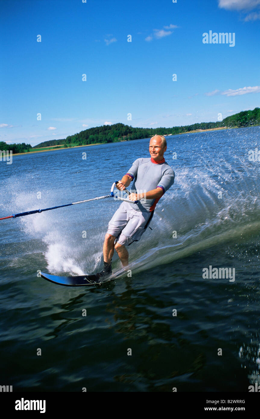 Man water skiing Stock Photo - Alamy