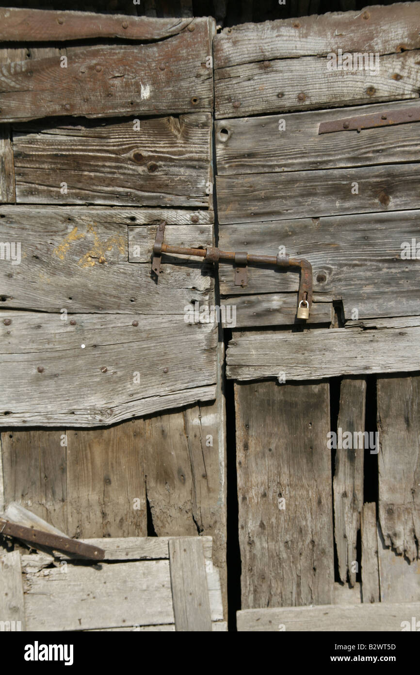 detail lock on old wooden door Stock Photo - Alamy