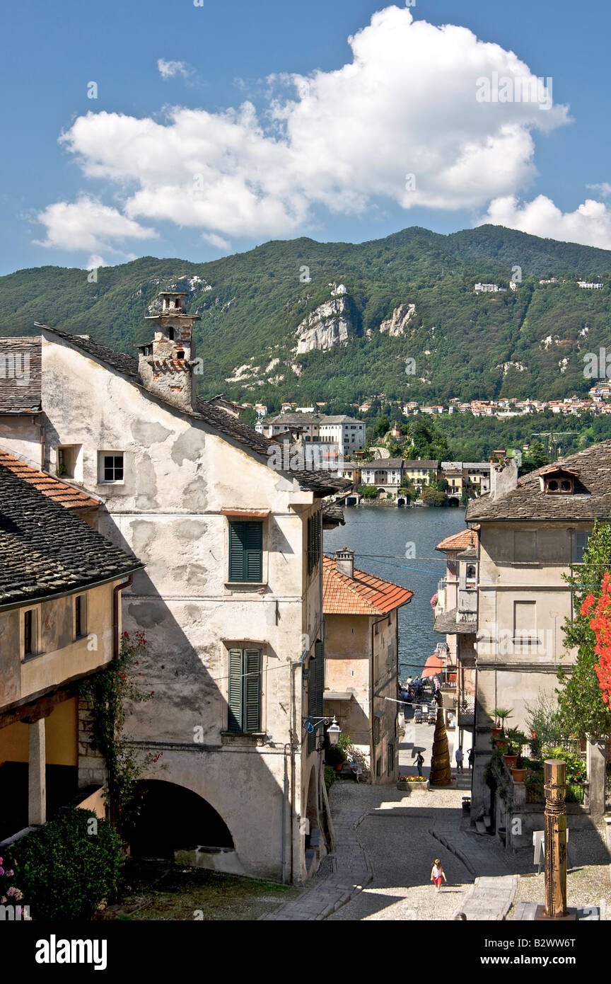 The town of Orta on Orta lake Italy Stock Photo - Alamy
