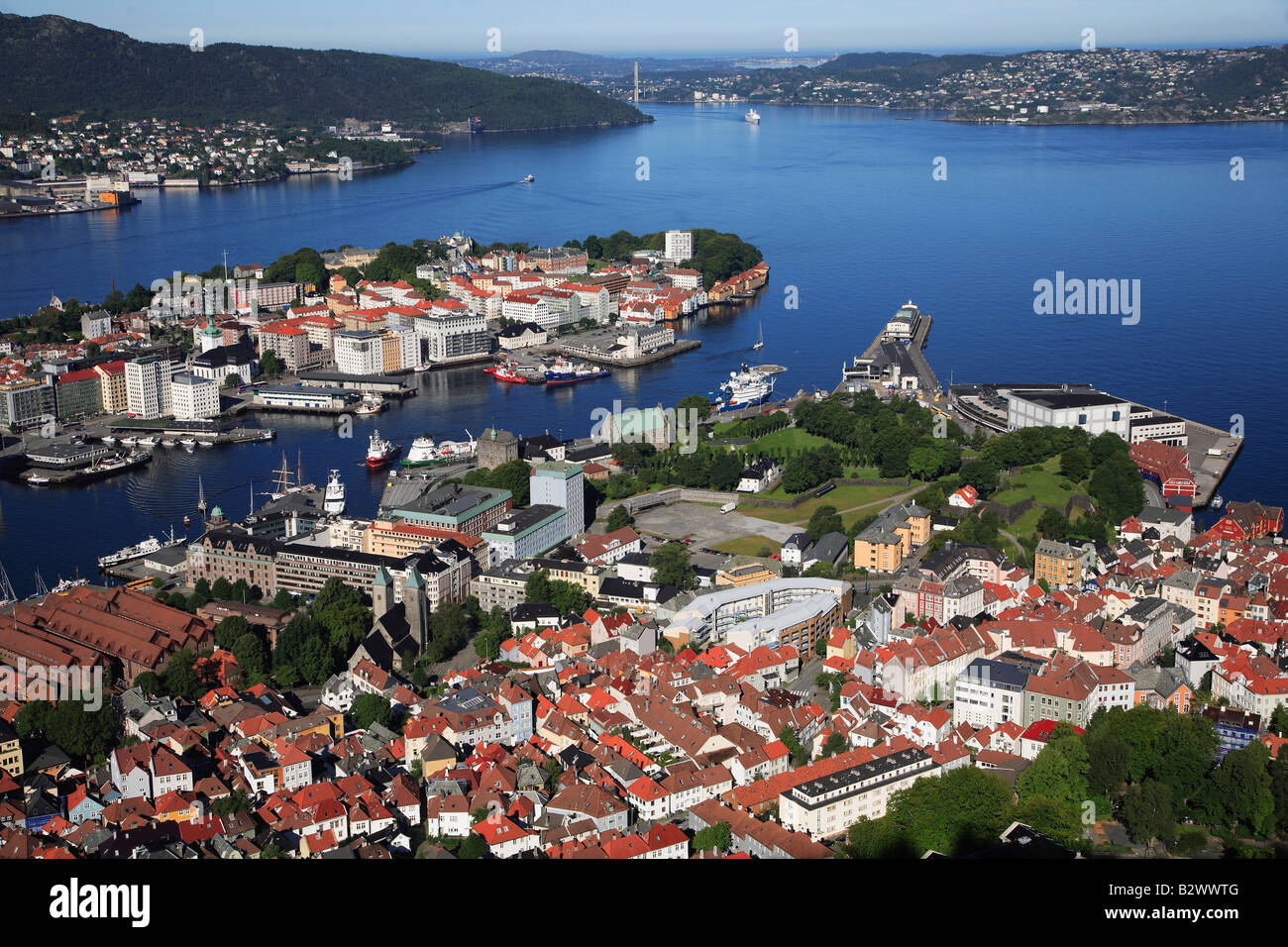 Norway Bergen general aerial view Stock Photo - Alamy