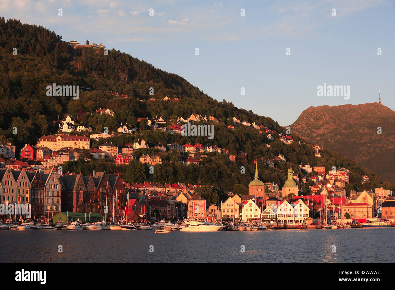 Norway Bergen skyline general view harbour panorama Stock Photo - Alamy