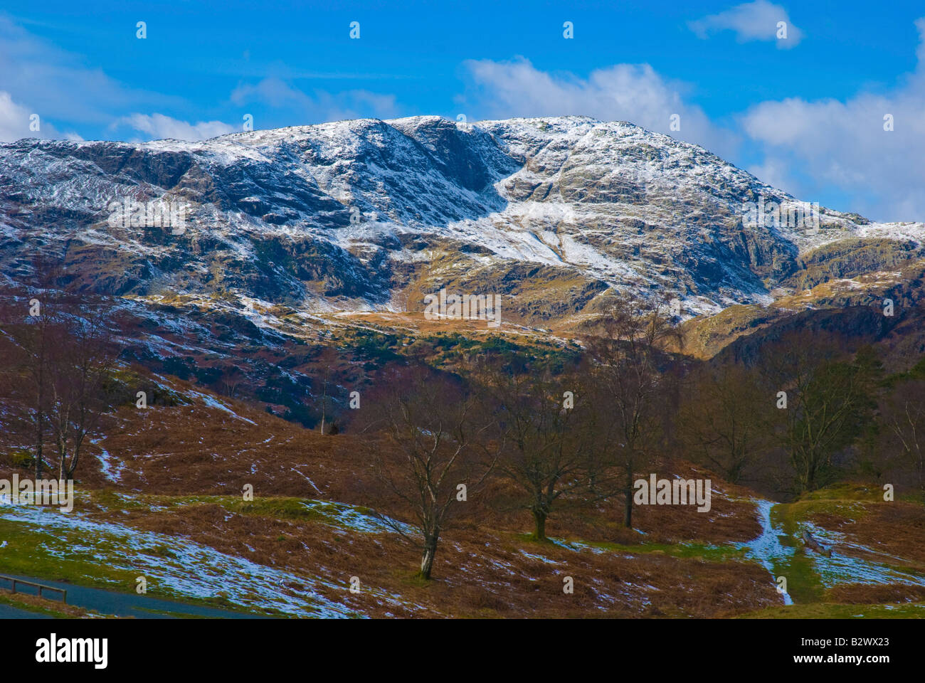 Snow capped Wetherlam in English Lake District Stock Photo - Alamy