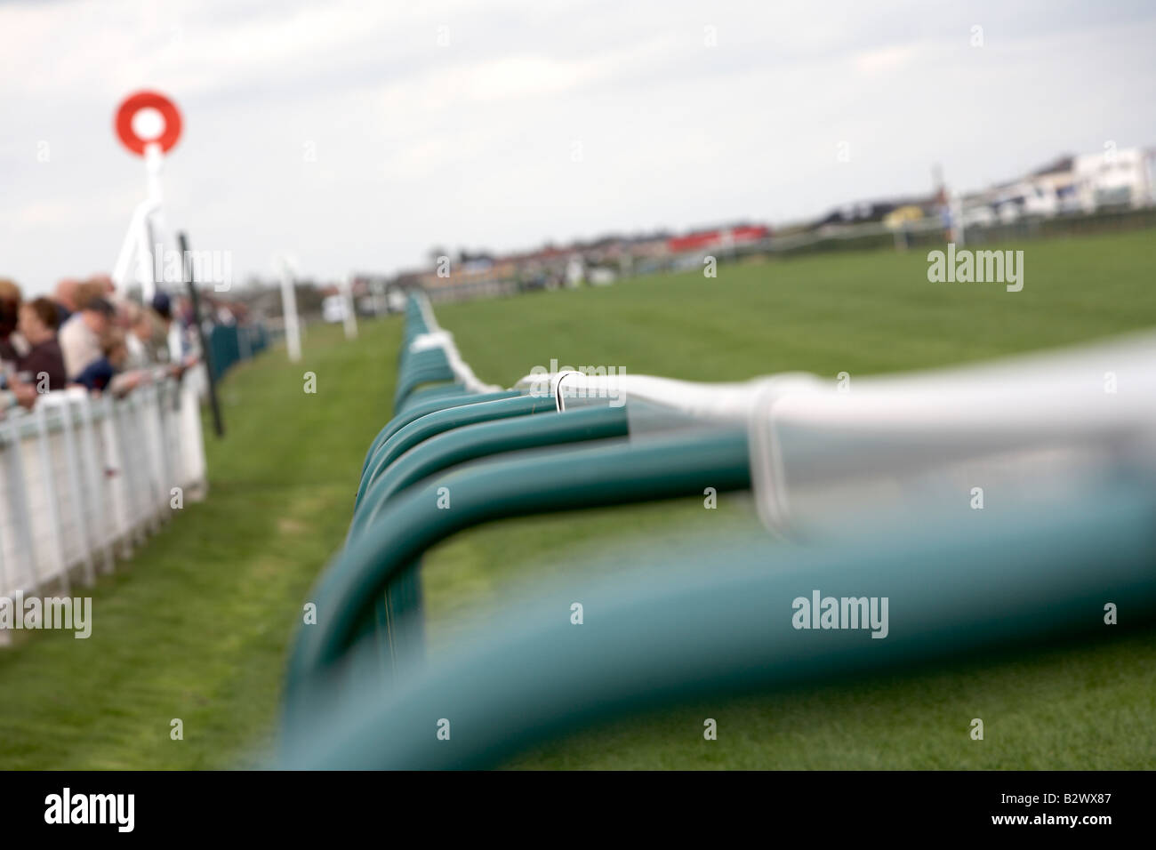 VIEW DOWN A HORSE RACE TRACK WITH SPECTATORS Stock Photo - Alamy