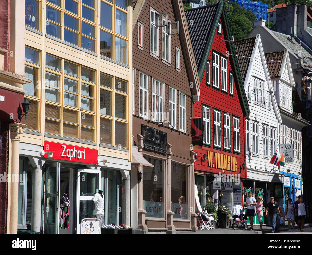 Norway Bergen street scene typical architecture Stock Photo - Alamy