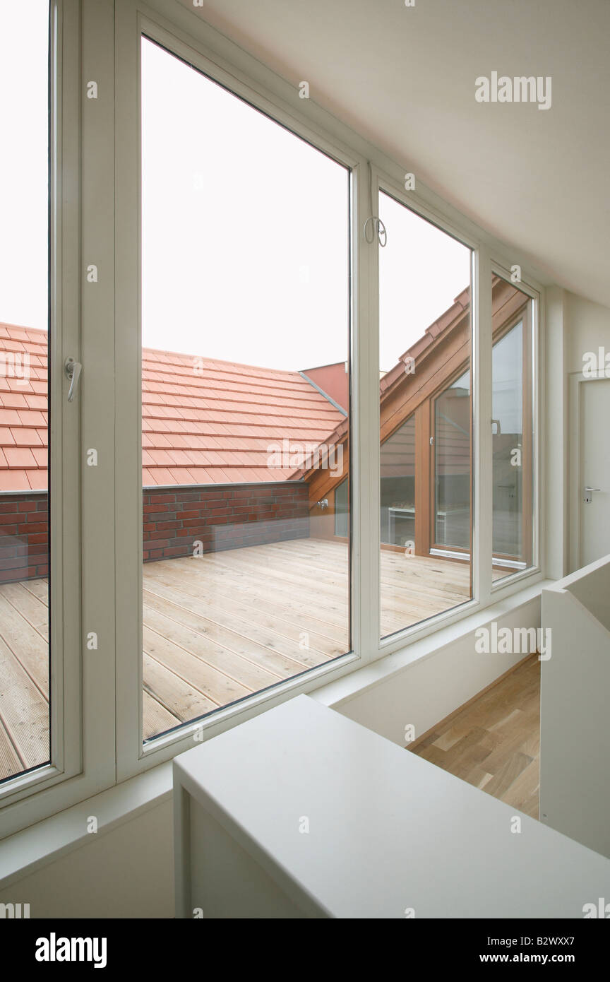 Roof terrace in one of the houses in the Rummelsburg district, Berlin ...