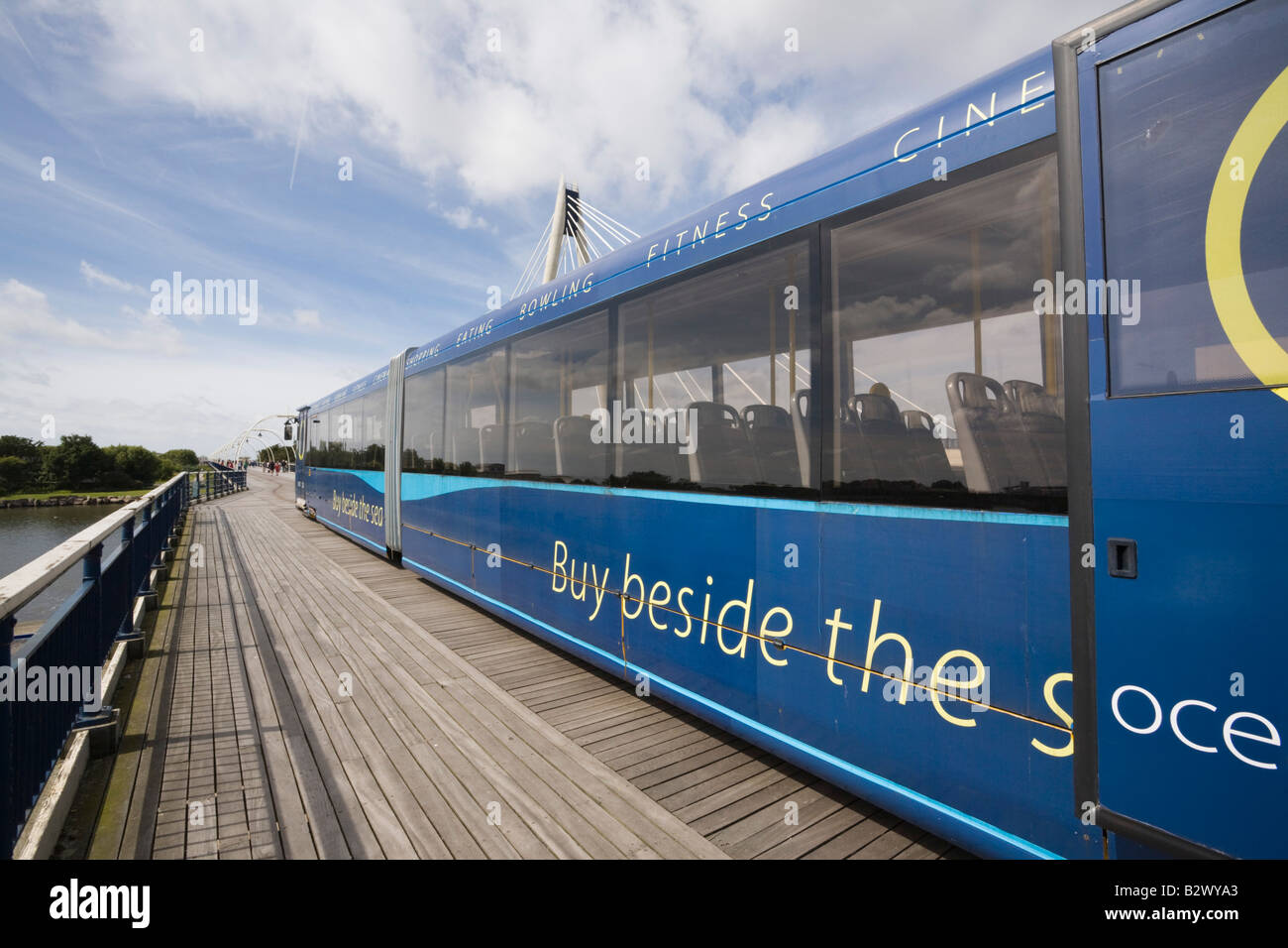 Southport Merseyside England UK July Pier tram Ocean Plaza in seaside ...