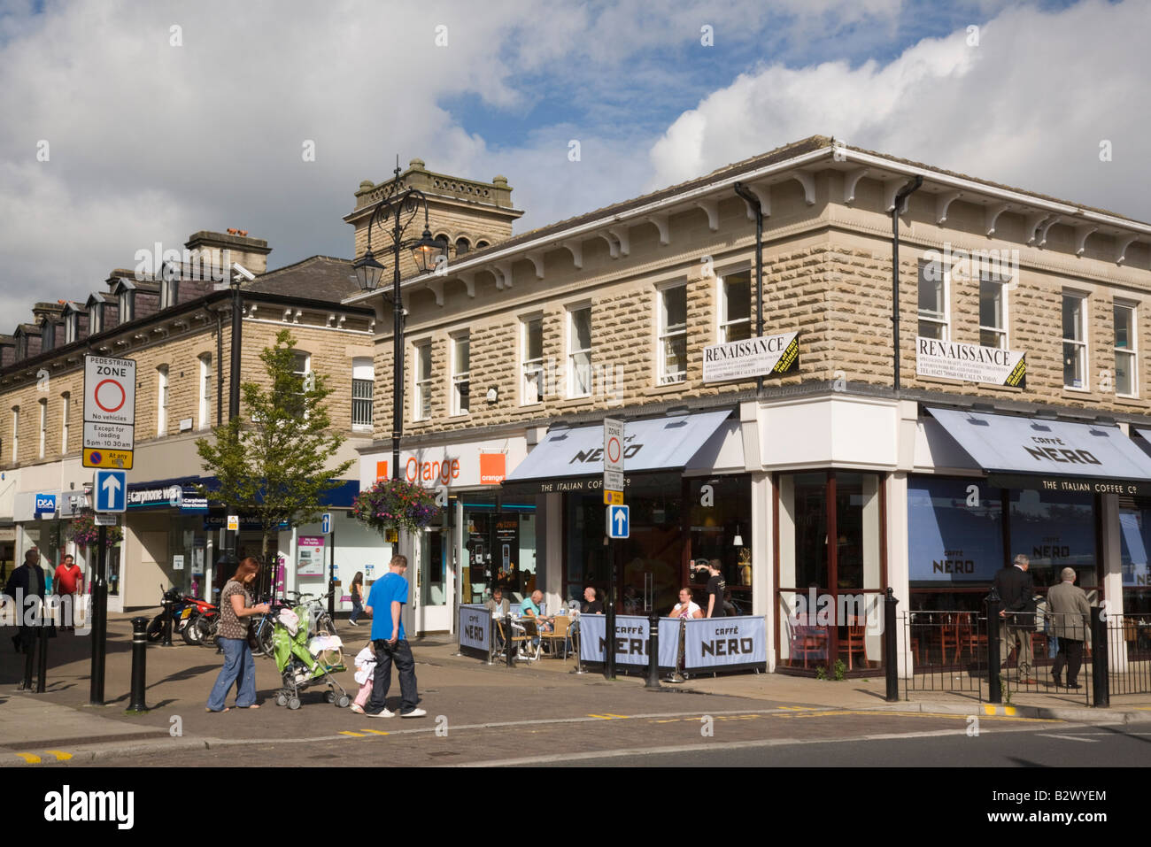 Caffe Nero coffee shop building exterior on pedestrian precinct in town ...