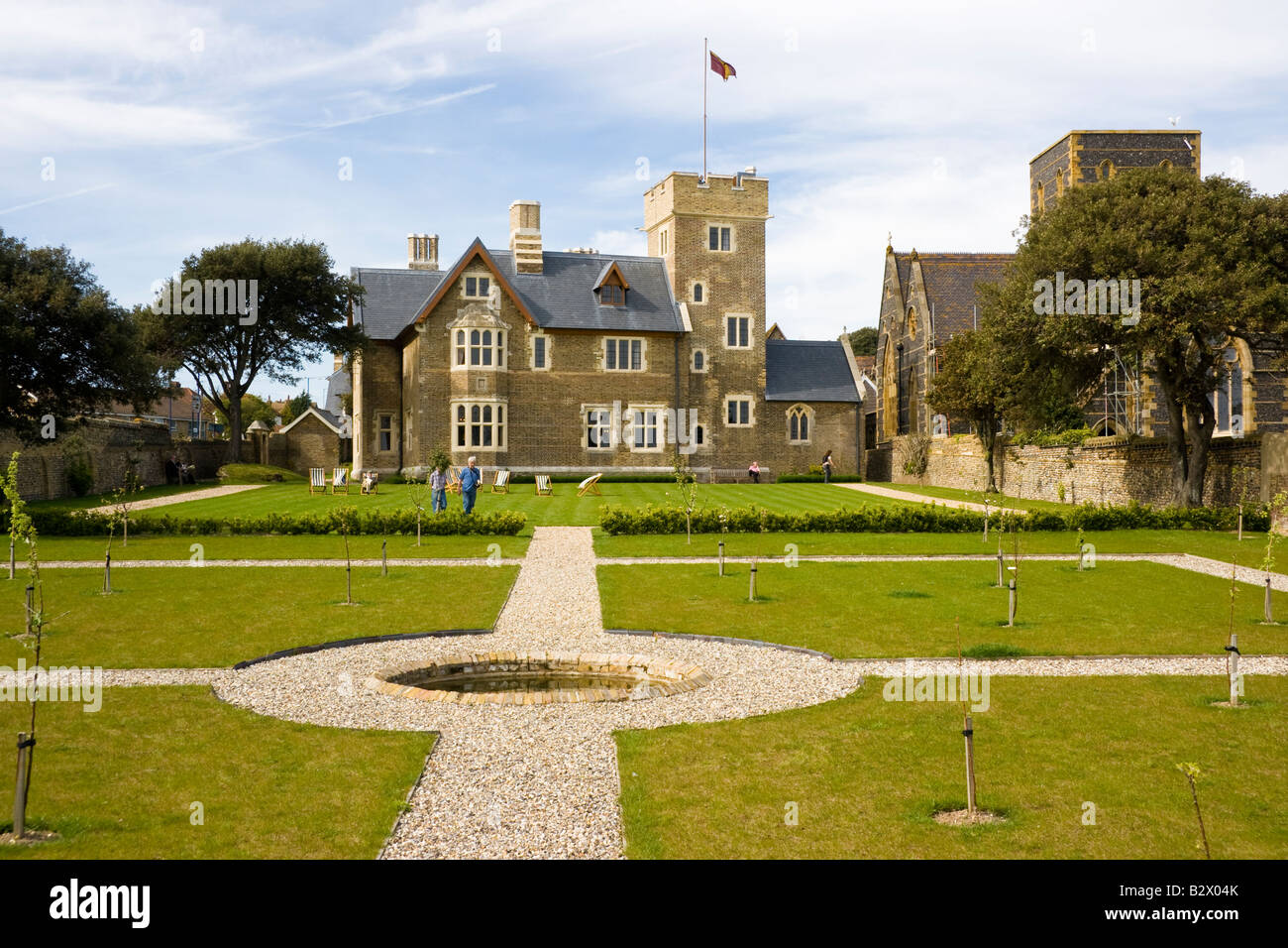 Garden and centre pond leading to Augusts Pugin's gothic revival style ...