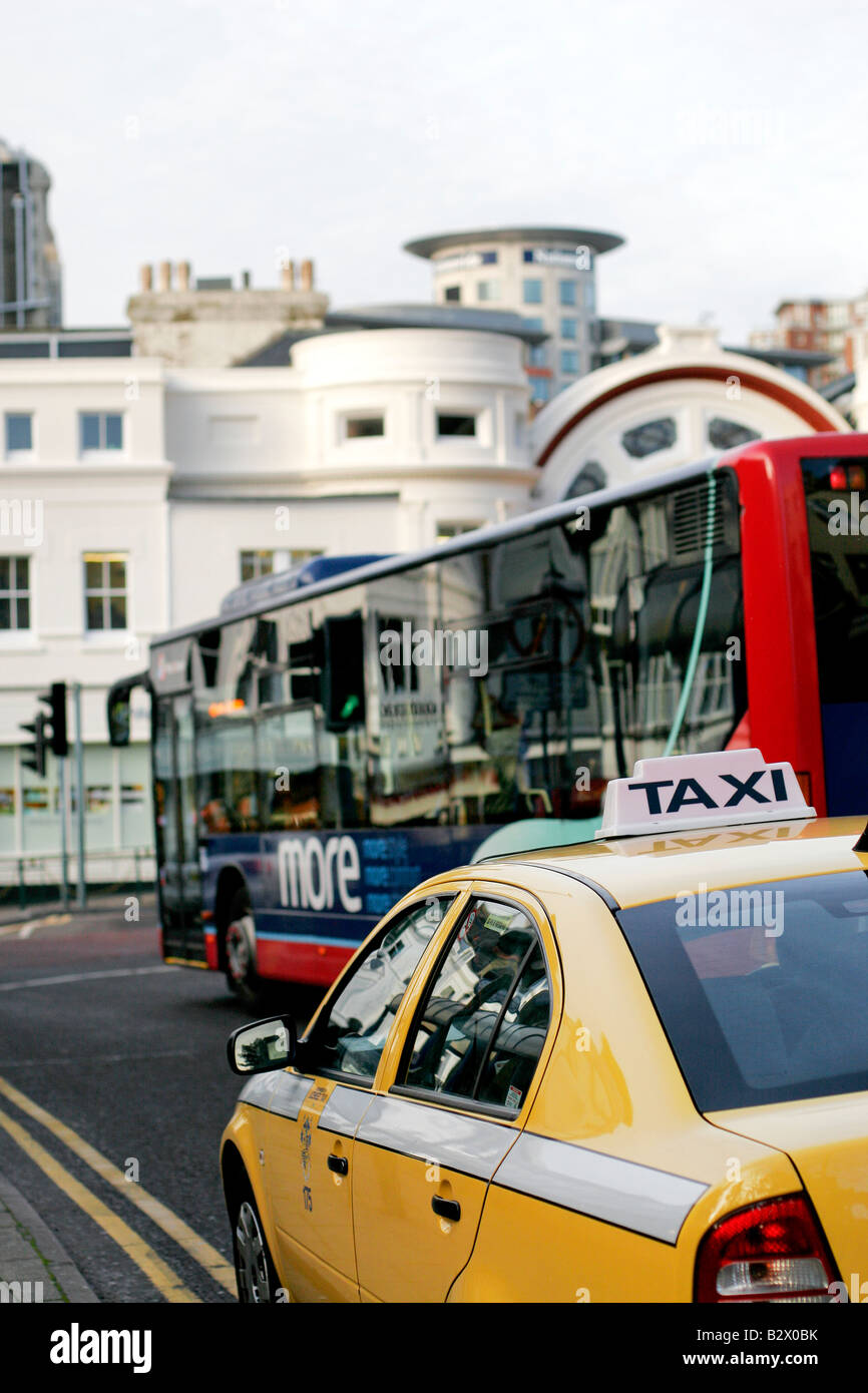 Taxi and bus in Westover Road Bournemouth Dorset England UK Stock Photo ...