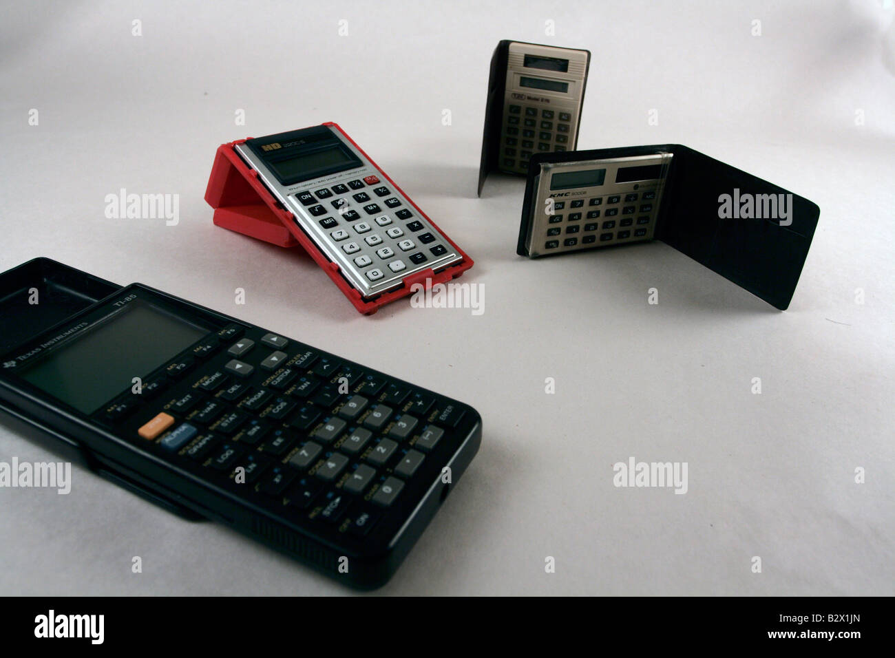 Four calculators of varying ages and purposes Stock Photo - Alamy
