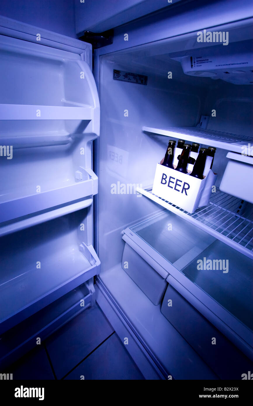 Six pack in empty refrigerator hi-res stock photography and images - Alamy