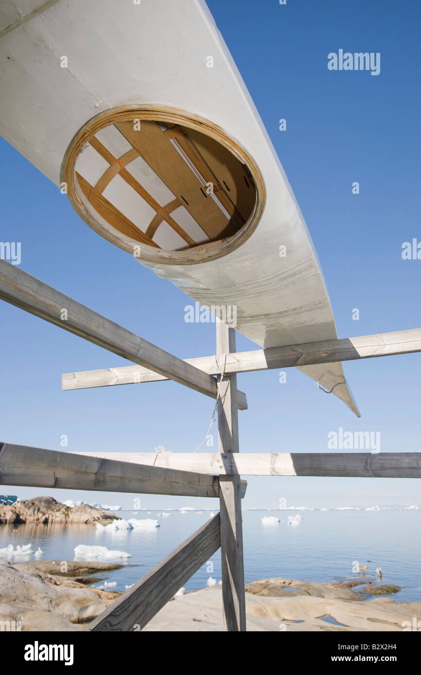 Inuit kayaks in Illulisat on Greenland Stock Photo - Alamy