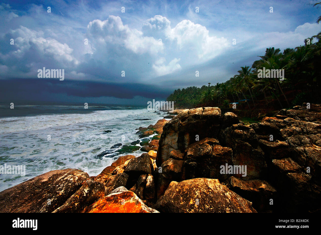 Storm clouds gathering over Arabian sea near vishinjam Stock Photo - Alamy