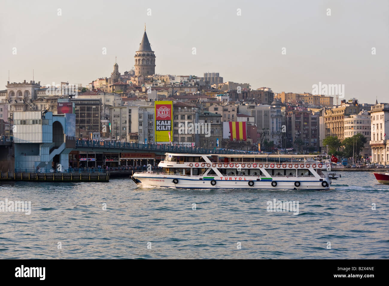 Ferry boats along the Bosphorus river in Istanbul, Turkey Stock Photo ...