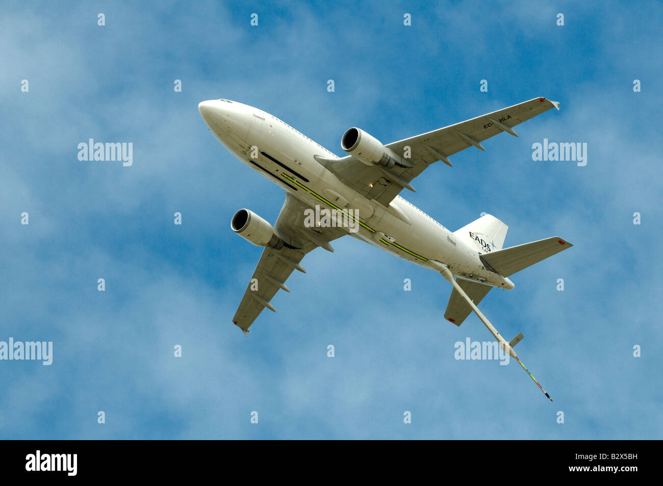 Airbus A310 EADS Air Refuelling tanker flying overhead with refuel-er ...