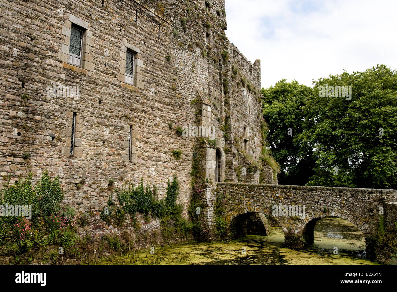 Bridge over moat, Pirou Castle, Normandy, France Stock Photo - Alamy