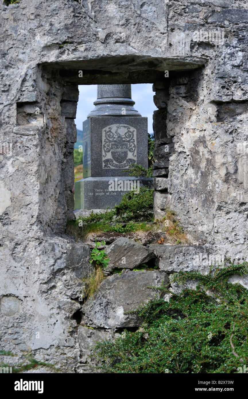 The ruined Clachan Duich Church and graveyard, (detail). Shiel Bridge ...