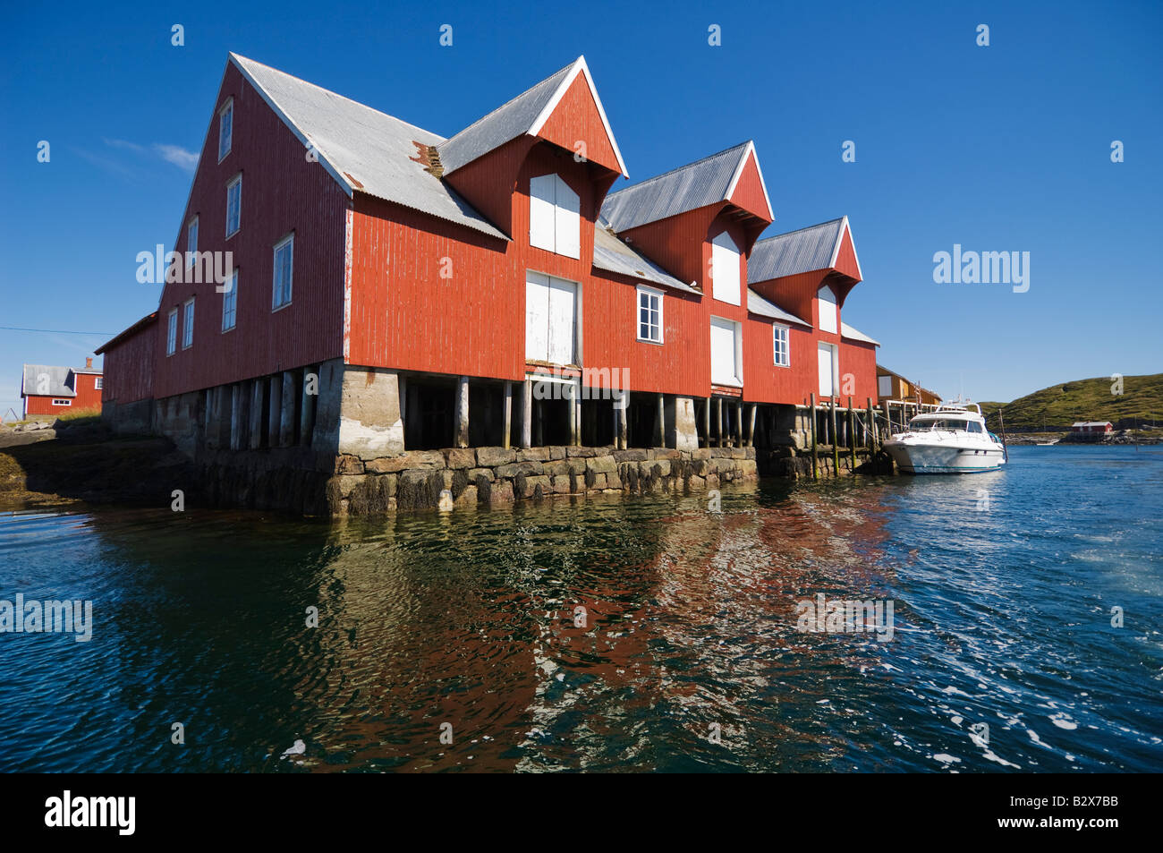 Old fish processing house. Sør Gjæslingan in Vikna, Norway Stock Photo ...