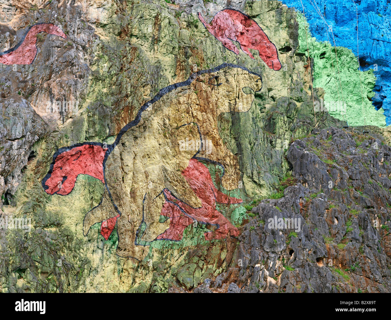 Cuba, rocks painted with prehistoric motives Stock Photo - Alamy