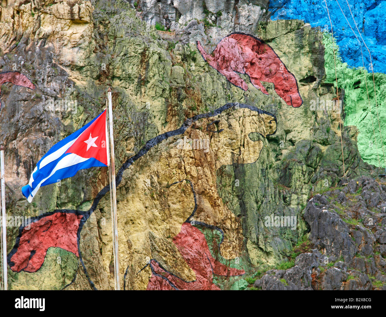 Cuba, rocks painted with prehistoric motives, Cuba, a communist ...