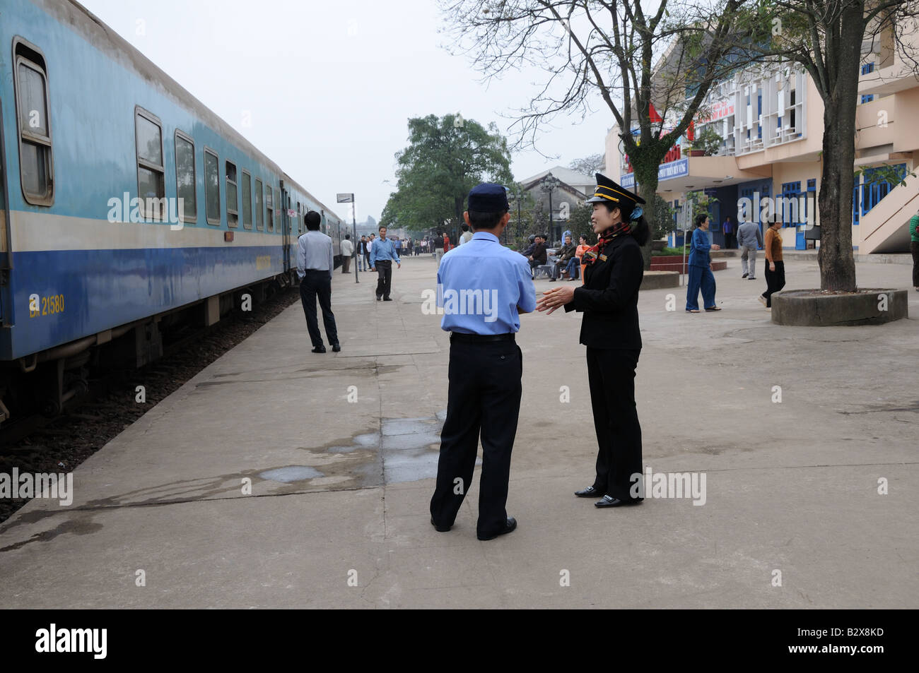 Guards at Hanoi Railway Station Vietnam Stock Photo - Alamy
