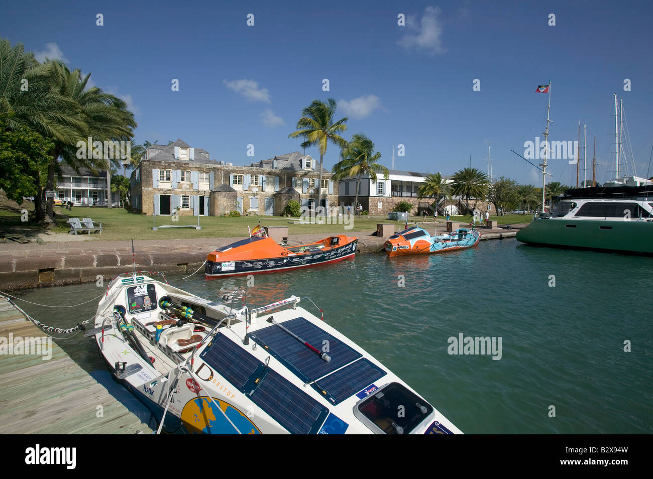 Cross atlantic rowing boats English Harbour Antigua Stock Photo - Alamy