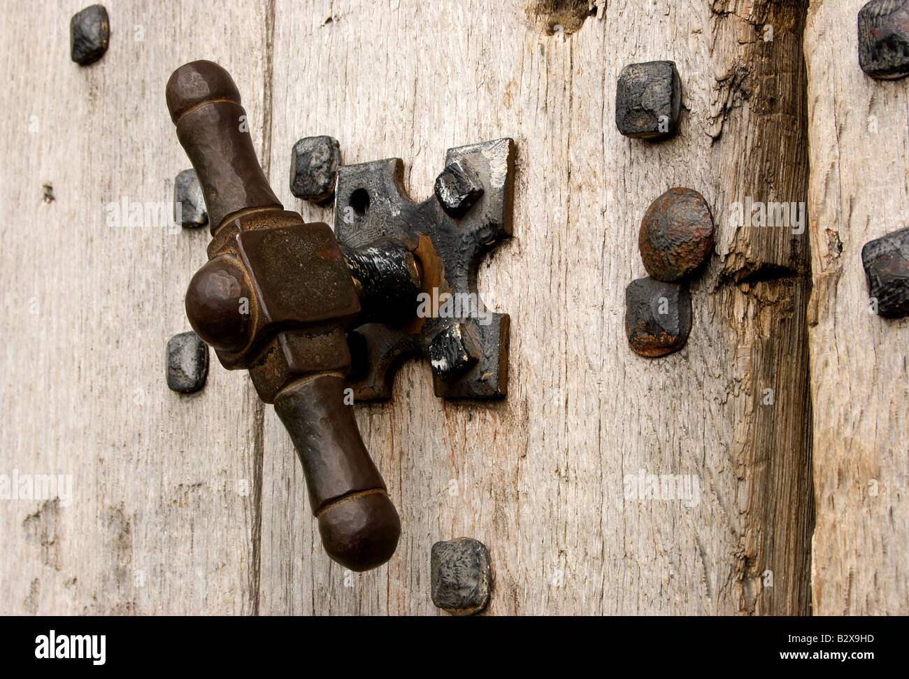 Lock on the gate at Caerphilly Castle Stock Photo - Alamy