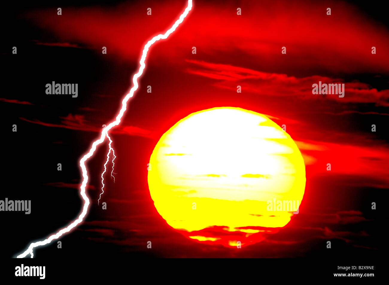 distant lightning bolt and sunset Stock Photo - Alamy